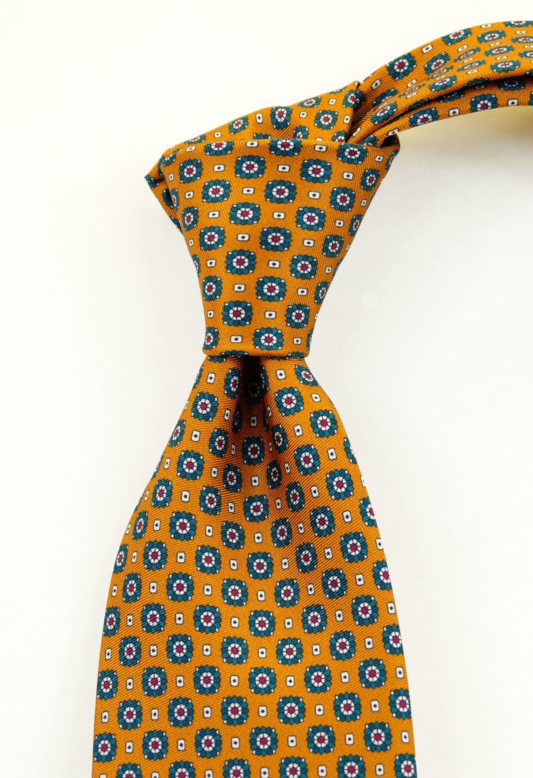 Orange Tie Classic Medallions Pattern Printed Silk